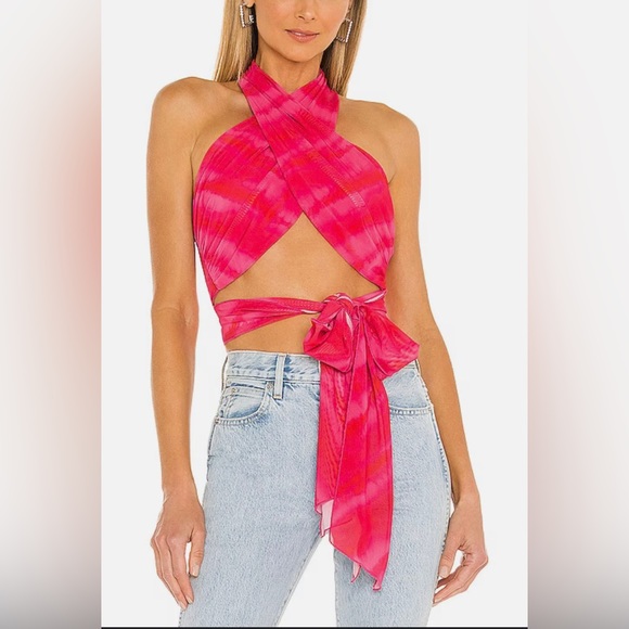 Lovers + Friends | Tops | Lover Friends Wrap Halter Top Infuchsia And ...